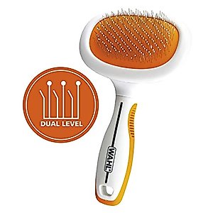 Wahl Premium Patented Dual Level Sensitive Skin Pet Slicker – Ergonomic handle makes Deshedding, Grooming and Brushing Comfortable for you and your Dog or Cat - 858500
