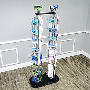 FixtureDisplays® DVD, CD, BlueRay, Literature,Greeting Card Postcard Rack Display High Capacity 64 Adjustable Pockets 5.1" to 10.6" Wide, up to 8" Tall Cards 11875NEW2D