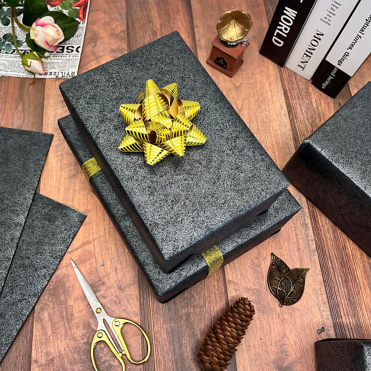 Dtiafu Black Matte Wrapping Paper for Girls Boys Women Men - Solid Color Matte Gift Wrap Paper Large Sheets Great for Christmas Holiday Birthday Wedding - 22 x 32 Inches Per Sheet (6 Sheets)