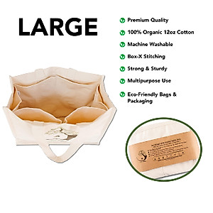 Green Aura Kitchen Reusable Grocery Shopping Bags, Canvas Grocery Bags Reusable Shopping Bags, Reusable Grocery bags Washable, Foldable & Heavy Duty, Cloth Grocery Bags With Handles, Set of 2 (L) Bags