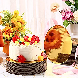 50 Pack Round Cake Boards 8" Gold Circle Cake Base Cardboard Cake Round Grease Proof Disposable Cardboard for Baking Cake Pizza