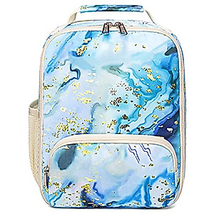 Bluboon Backpack for Girls Kids Backpack with Lunch Box Marble School Bookbag Set for Kindergarten Elementary School Supplies