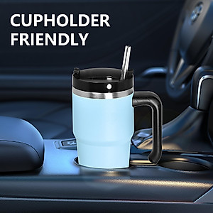 Icesip 20 oz Tumbler with Handle and Straw, insulated cup coffee mug with lid, straw and handle, Double Wall Stainless Steel Vacuum Coffee Tumbler travel mug spill proof, Navy Blue 1pcs