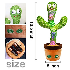 Pbooo Dancing Talking Cactus Toy,Talking Repeat Singing Sunny Cactus Toy 120 Pcs Songs for Baby 15S Record Your Sound Volume Adjustment