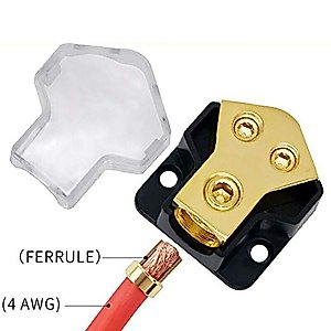 soyond Power Distribution Block (2 Pack) Car Auto Audio Amplifier Vehicle 0/2/4 Gauge in 2/4/8 Gauge Out Amp Power Ground Distributor Blocks Car Amplifier Audio Splitter (1 in 2 Out)