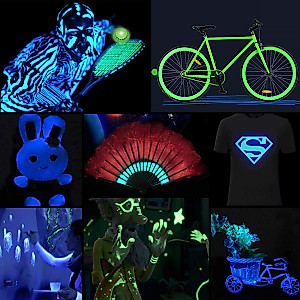 Amareu Glow in Dark Body Paint Body&Face Glow Backlight Neon Fluorescent 0.34oz Set of 6 Tubes