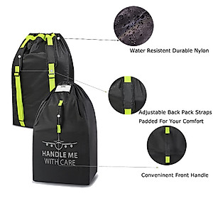 Sucpeii Car Seat Travel Bag ，Durable Backpack for Air Travel Gate Check Bag Foldable Air Travel Cover for Infant Carriers,Car Seats,Baby Stroller,Fluorescent