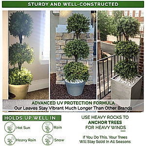 Topiary Trees Artificial Outdoor 2 Pack - 4.6' Nearly Natural Artificial Plants Designer Topiary Ball Trees -Faux Topiary Artificial Plant Boxwood -UV Protected Artificial Topiary Ball Indoor/Outdoor