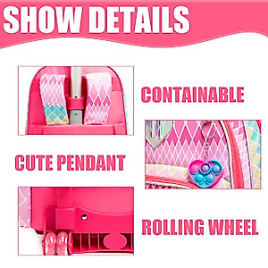 ZBAOGTW Unicorn Rolling Backpack for Girls Wheeled School Backpack 3 in 1 Girls Rolling Backpack for School,Travel,Picnic