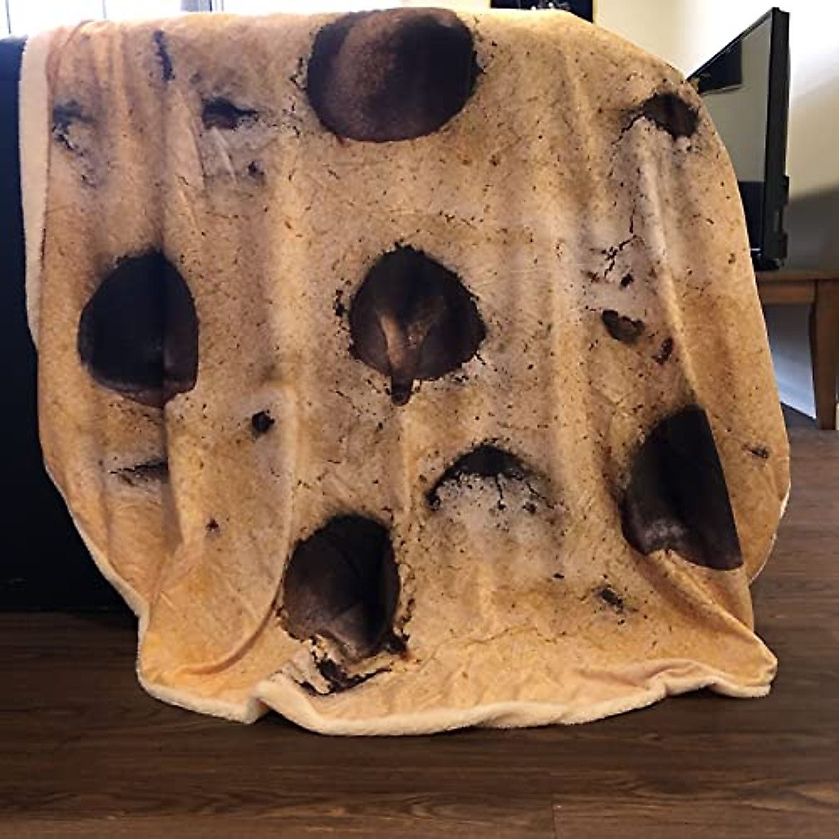 71" Cookie Blanket Throw Blanket - 290GSM Novelty Chocolate Chip Cookie Blanket with Soft Microfiber, Round Cookie Blanket Adult Size for Kids Women Men 1 Pack