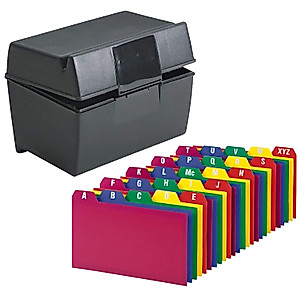 Index Card Holder, Index Cards Storage Box Holds Up To 300 3x5� Cards, With Poly Card Guides A-Z, 3x5 Inch - Value Pack