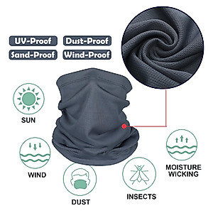 Geyoga Summer Face Mask for Men Neck Gaiters Scarf Face Covering Balaclava Fishing Cycling Running Masks Windproof Bandana (Black, Grey, Royal Blue, Green, Navy, White, 6 Pieces)