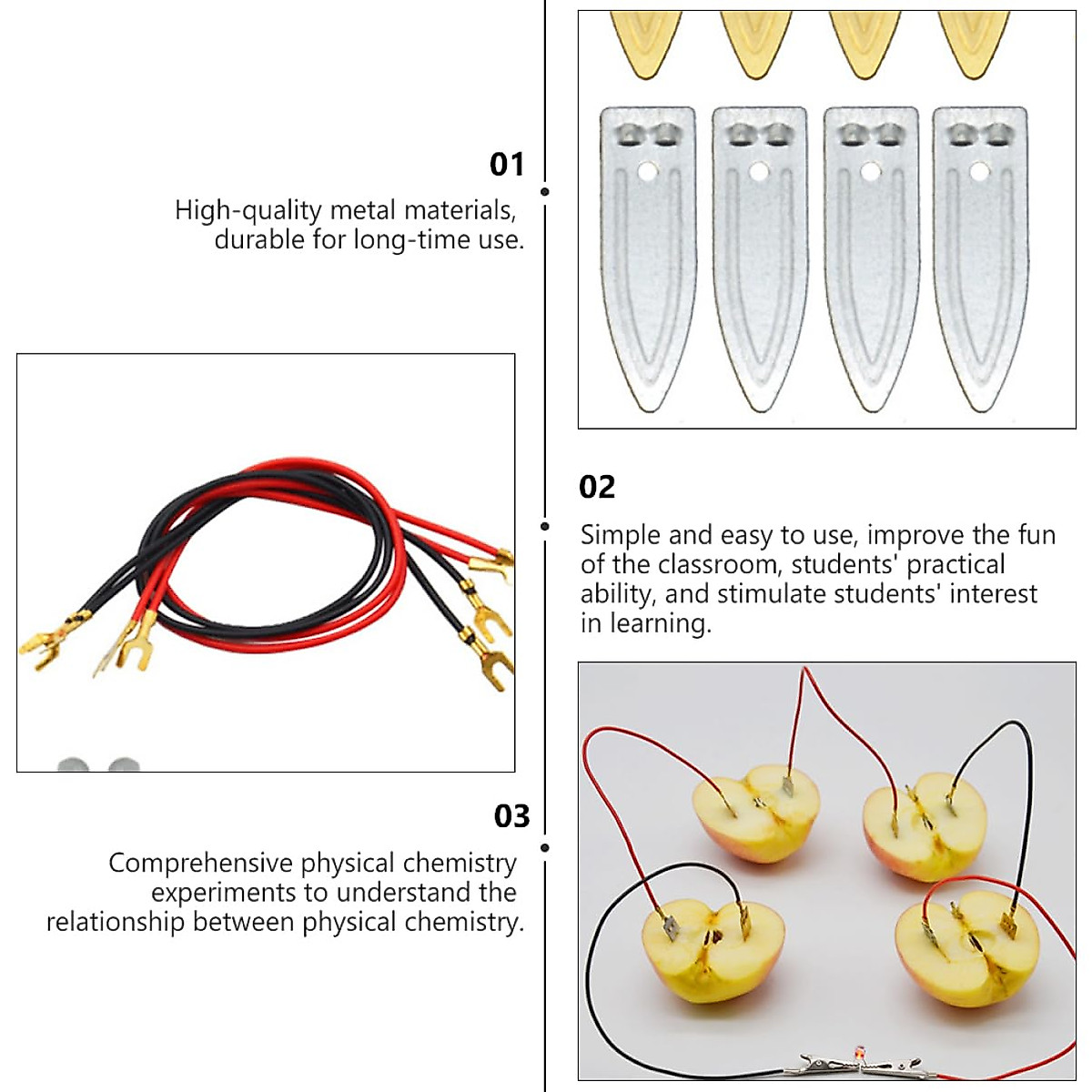 NESTINGHO 2 Sets Fruit Power Generation Experiment Equipment DIY Fruit Battery Materials Lemon Puzzle Toys Electrode Strips Brain Toy Experiments Science Scientific Zinc Electrode Show Metal