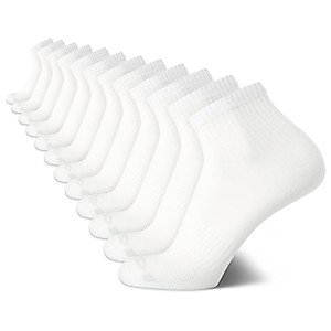 AND1 Men's Socks - PROPLATINUM Lightweight Quarter Cut Socks (12 Pack), Size 6-12.5, White
