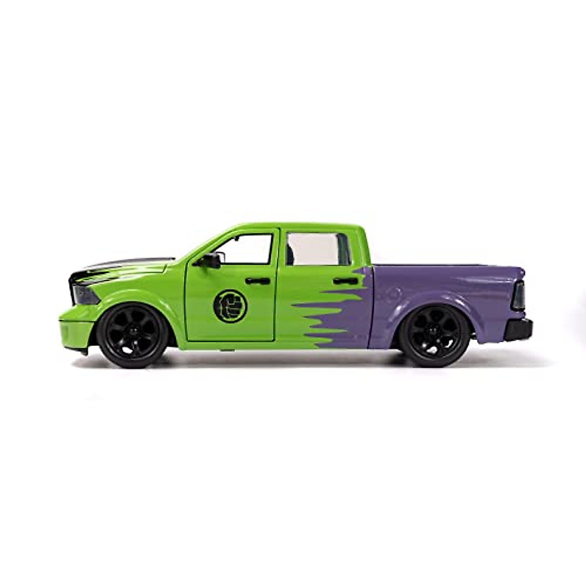 Marvel 1:24 Dodge Ram 1500 Die-Cast Car & 2.75" Incredible Hulk Figure, Toys for Kids and Adults