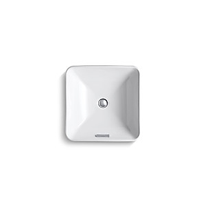 KOHLER 2661-0 Vox Vessel Bathroom Sink, vitreous China, 16-1/4" W x 16-1/4" L, White