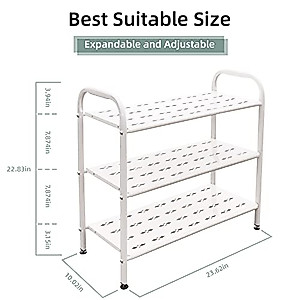 3 Tiers Metal Shoe Rack Shoe Shelf Storage Organizer, Show Storage Rack, Garage Shelving, Vertical Shoe Stand Stackable Boot, Small Free-Standing Shoe Racks for Entryway, Hallway, Living Room, Closet