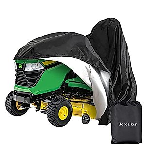 Riding Lawn Mower Cover, Heavy Duty 420D Oxford Outdoor Tractor Cover Waterproof UV Protection Lawn Mower Cover Fit Decks up to 54" with Drawstring and Storage Bag(72"L X 54"W X 46"H)