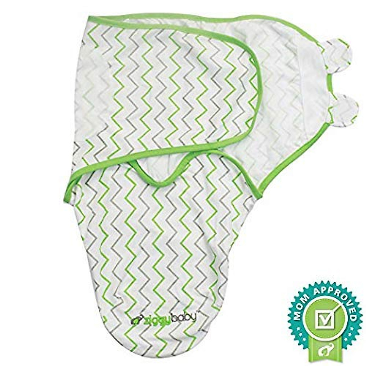 Ziggy Baby Swaddle Blanket Wrap Set Chevron, Dot, Solid, Grey/Green/White, 3 Pack