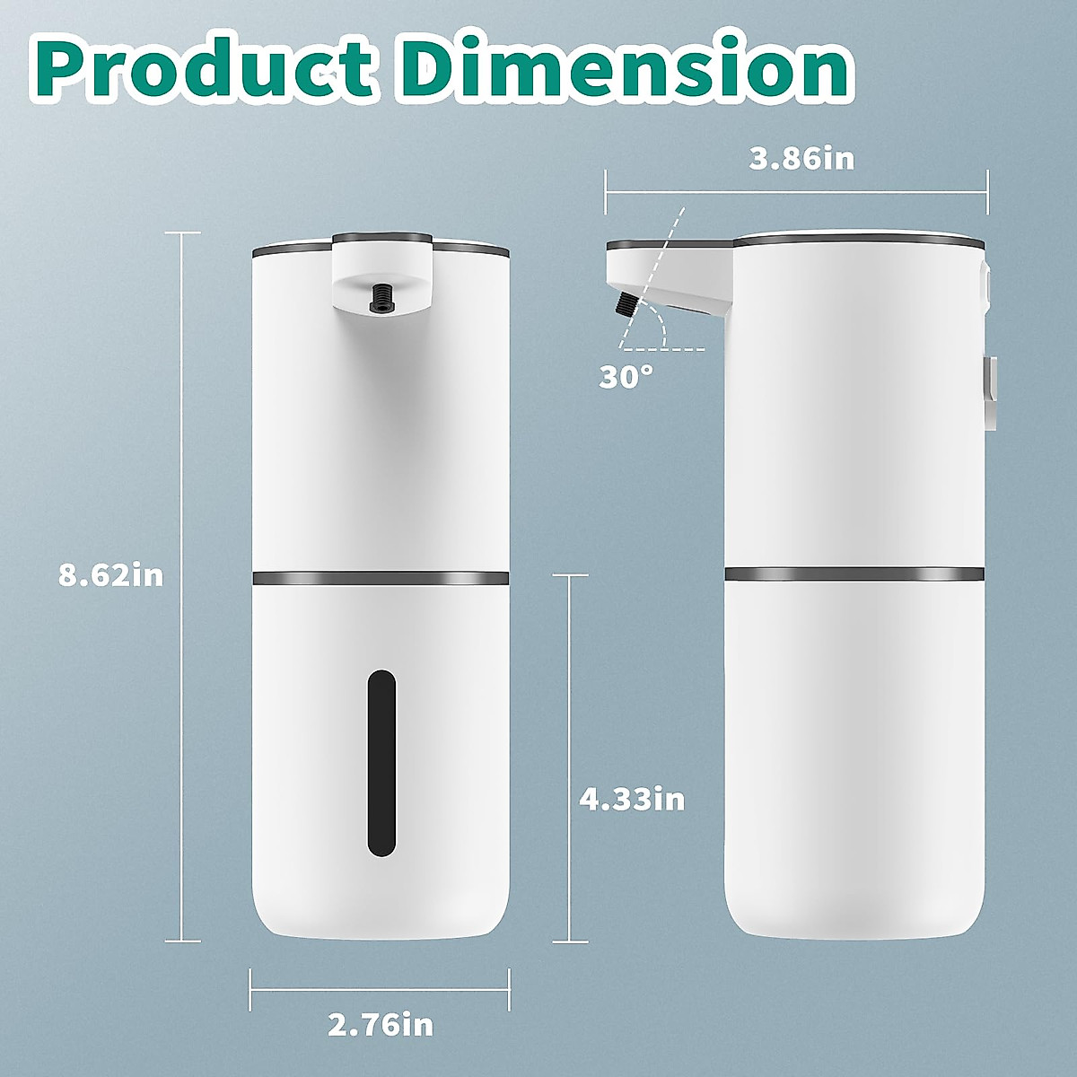 HOMELYLIFE Automatic Foam Soap Dispenser,12.85oz Touchless Soap Dispenser with Smart Display,4 Levels Adjustable Liquid Hand Free Soap Dispenser,Dish Soap Dispenser for Kitchen,Bathroom,Public Places