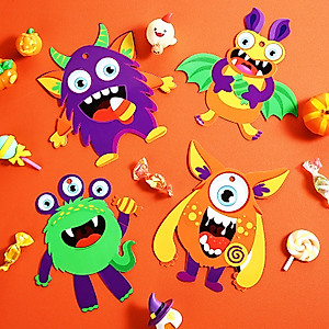 24 Sets Halloween Craft Paper Ornaments Halloween Craft Kits DIY Craft Halloween Paper Decorative Kit Art Craft DIY Handcraft Supplies for Game Activities