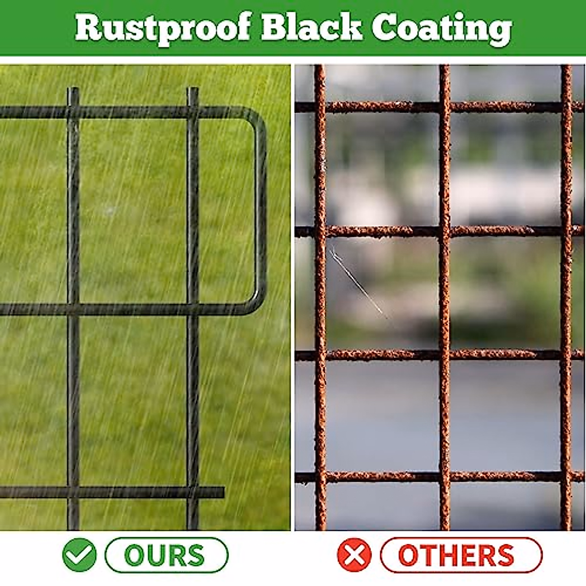 Animal Barrier Dog Fence Outdoor - 10 Pack No Dig Fence for Dogs Rabbit Pet Outside Use, Garden Fence Animal Barrier Fence, Metal Fencing Panel, 17 in(H) X 10.83 Ft(L)