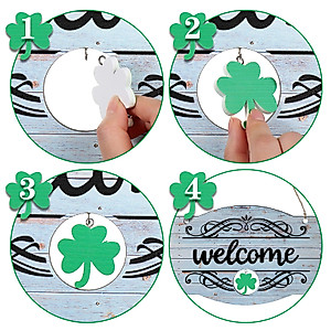 Jetec Welcome Door Sign Christmas Decor Fall Sign Seasonal Front Door Rustic Wood Welcome Notation Wall Hanging Porch Easter Interchangeable 14 x 9 Inch(White with Black Letters)