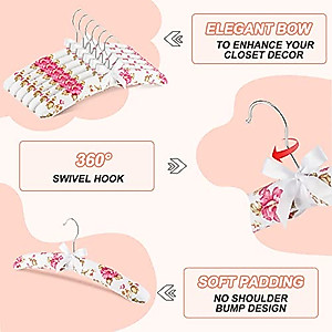 24 Pieces Padded Clothes Hangers for Women Sweaters Non Slip Padded Coat Hangers Floral Foam Sweater Hangers Thick Wedding Dress Hanger with Anti Rust Swiveling Hook for Clothes Skirts Closet Adults