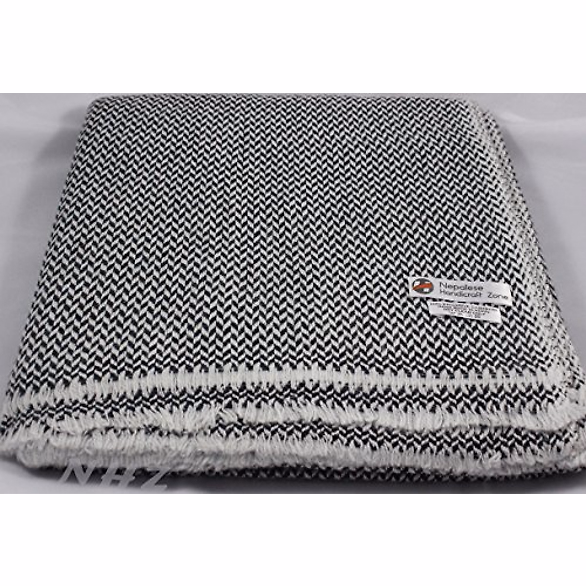 Handicraft Mart Himalayan Cashmere Throw,Natural Cashmere Blanket 54" x 108",Hand Made in Nepal (Black)