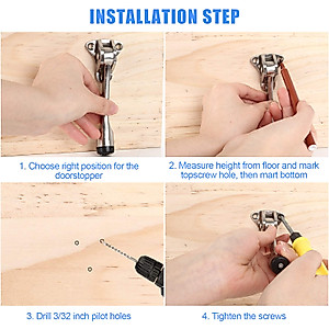 4 Pack Kickdown Door Stop, Commercial Heavy Duty Door Stops for Bottom of Door, Kickstand Door Stopper with Rubber Tip and Spring Lever, Adjustable, Easy to Kick Down Door Stoppers and Release