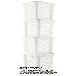 Organize Your Home Small Stackable White Storage Containers with Open Tops, 4 Pack, Great Organizing Bins for Kitchen Pantry, Closet, Bedroom, and Bathroom Storage, 10” x 8.9” x 6.1”