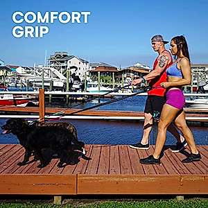 Black Rhino Dog Leash - Heavy Duty - Medium & Large Dogs | 6ft Long Leashes | Two Traffic Padded Comfort Handles for Safety Control Training - Double Handle Reflective Lead - (Black)