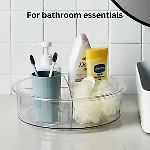 MadeGlad Lazy Susan Rotating Turntable Spice Rack Organizer, Large Round 12” with Removable Dividers, Clear Acrylic Spinning Food Storage Tray for Kitchen, Fridge, Cabinet, Pantry, Countertop