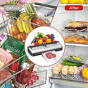 Bonsenkitchen Vacuum Sealer Machine Food Sealer, Compact Design, Air Sealing System for Dry&Moist Food Modes,Silver