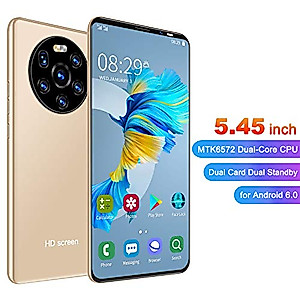 Vbestlife Mate40 Pro 3G Smartphone Unlocked, 5.45in HD Full Screen Cell Phone for Android6.0 Dual Core CPU Dual Card Dual Standby HD Front Rear Camera Support for Expansion 128GB