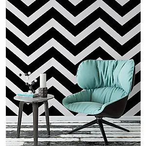 17.3"x118" Peel and Stick Wallpaper Black and White Contact Paper Removable Wallpaper Stripe Self-Adhesive Contact Paper Waterproof Wallpaper Decorative for Wall Covering Cabinets Shelves Liner