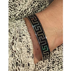 Meander Designer HANDMADE Jewelry Silver Greek Key Bracelet Gold 10mm Exquisite Greek Style Jewelry Infinite Bracelet Life Love Happiness Symbol Valentine day gift for her birthday Silver pierrelorren