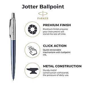 Dayspring Pens Parker Personalized Jotter Gel Pen. Custom Engraved (Waterloo Blue)