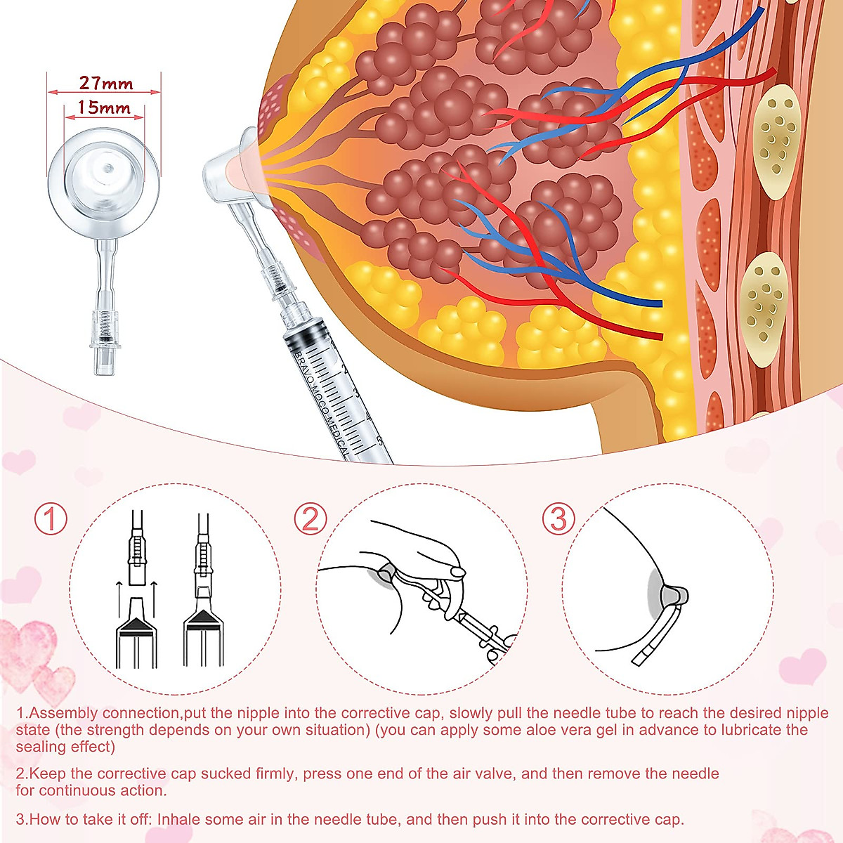 BBTO 8 Pieces Nipple Suction Cups Nipple Corrector Sucker Nipple Pullers Aspirator Women Nipple Flat Inverted for Breastfeeding Silicone with Case (Blue, Pink,1 Inch)