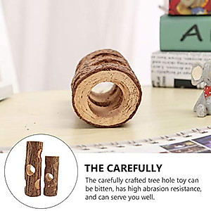 POPETPOP Rabbit Toys Rabbit Toys Rabbit Toys 2pcs Natural Wooden Hamster Tunnel Tube Toy Forest Hollow Tree Trunk (15cm+20cm) Rabbit Toy Teething Toys Bunny Toys