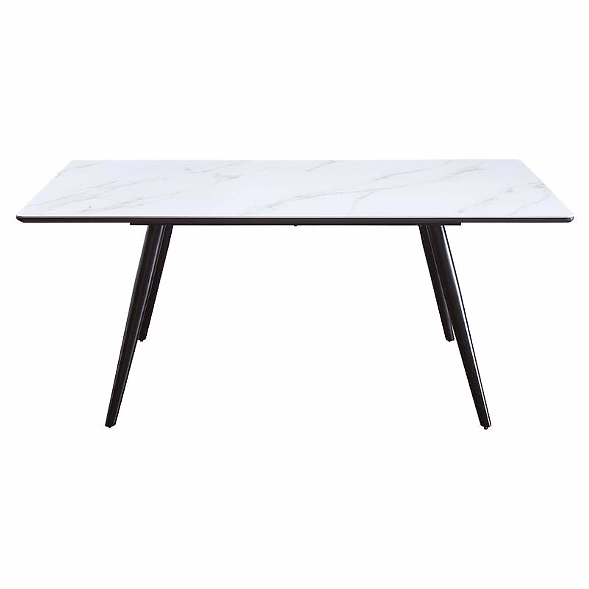 Acme Caspian Faux Marble Dining Table with Metal Base in White and Black