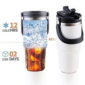 Innopack outdoor high quanlity double wall vaccum tumbler with handle leakproof tumbler (30 OZ, Green)