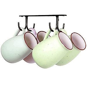 luzen 3Pcs Mug Rack Under Cabinet Metal Under Shelf Mugs Hooks Mug Coffee Cups Drying Hanging Hook Holder Metal Hangers Organizer for Mugs, Coffee Cups, Bar and Kitchen Utensils