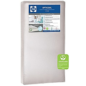 Sealy OptiCool Dual Firm Cool Gel Memory Foam Waterproof Baby Crib Mattress and Toddler Mattress, Sustainable and Breathable Cover, Greenguard Air Quality Certified - Made in USA, 52"x28"