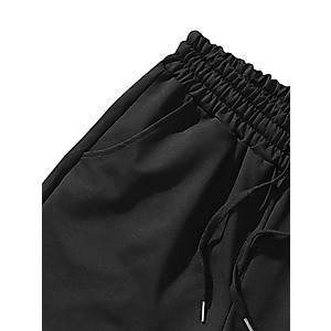 GORGLITTER Men's Graphic Cool Shorts Drawstring Waist Workout Short Streetwear with Pockets Letter Black Small