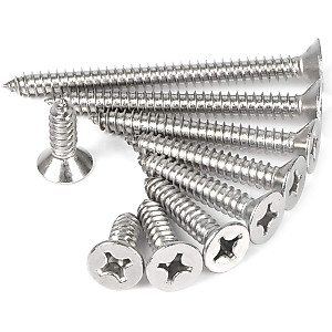 ZLYY 100pcs M4x30mm Stainless Flat Head Phillips Self-Tapping Wood Screw 18-8 (304) Stainless Steel Screw