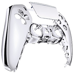 eXtremeRate Chrome Silver Glossy Touchpad Front Housing Shell Compatible with Controller, DIY Replacement Shell Custom Touch Pad Cover Faceplate Compatible with Controller