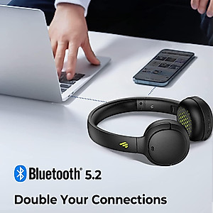 Edifier WH500 Wireless On-Ear Headphones with Foldable Lightweight Design and Solid Bass, Bluetooth Headset with Microphone, 40H Music Playtime and Custom EQ via App for Home Office Travel (Black)