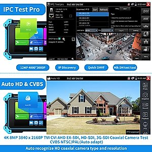 Rsrteng IP Camera Tester with Cable Tracer, IPC-5200C Plus 8MP AHD CVI TVI SDI CVBS IP Camera Test 4K HD Display Video Monitor 5.4 inch IPS Touch Screen IPC Tester Support POE PTZ RS485 HDMI & VGA