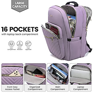 LOVEVOOK Laptop Backpack for Women 15.6 inch,Cute Womens Travel Backpack Purse,Professional Laptop Computer Bag,Waterproof Work Business College Teacher Bag Carry on Backpack with USB Port,Taro Purple